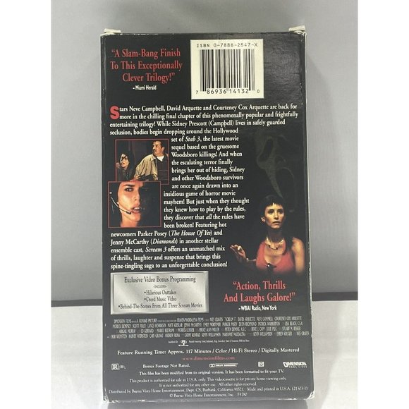 Media | Scream 3 Vhs 200 Bonus Edition Courteney Cox Horror | Poshmark
